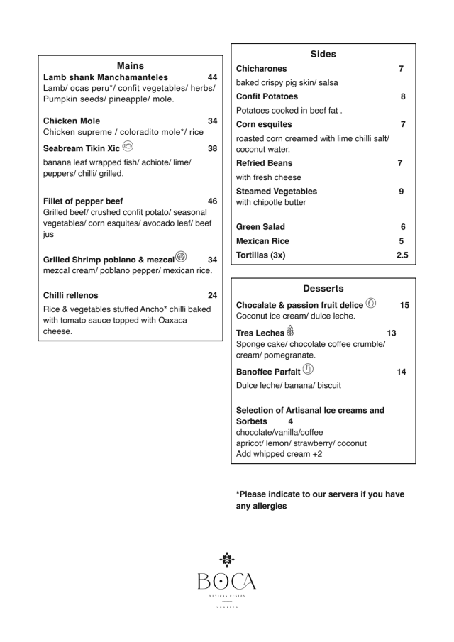 Carte et Menus 2024 - Boca Verbier à Verbier | TheFork