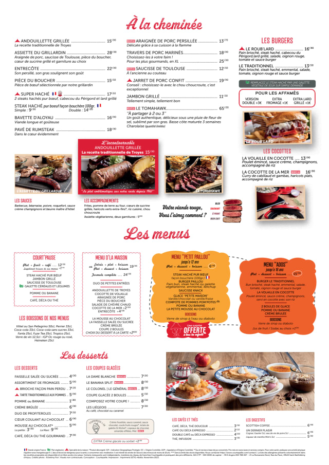 Carte et Menus 2025 - Courtepaille - Pacé à Pacé | TheFork