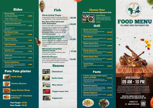 Menu 2025 - Poto Poto in Doncaster | TheFork