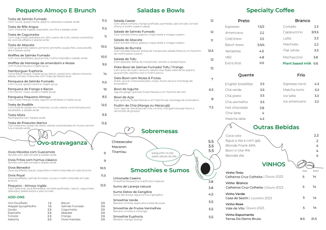 Carte et Menus 2025 - Euphoria Specialty Coffee & Brunch - Cascais à ...