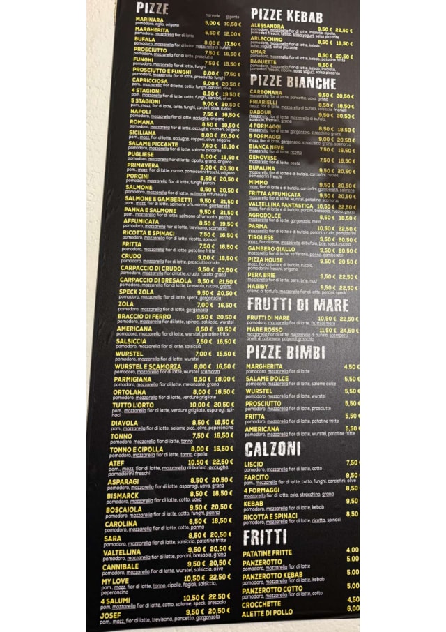 Menu 2024 - Pizza House in Savona | TheFork