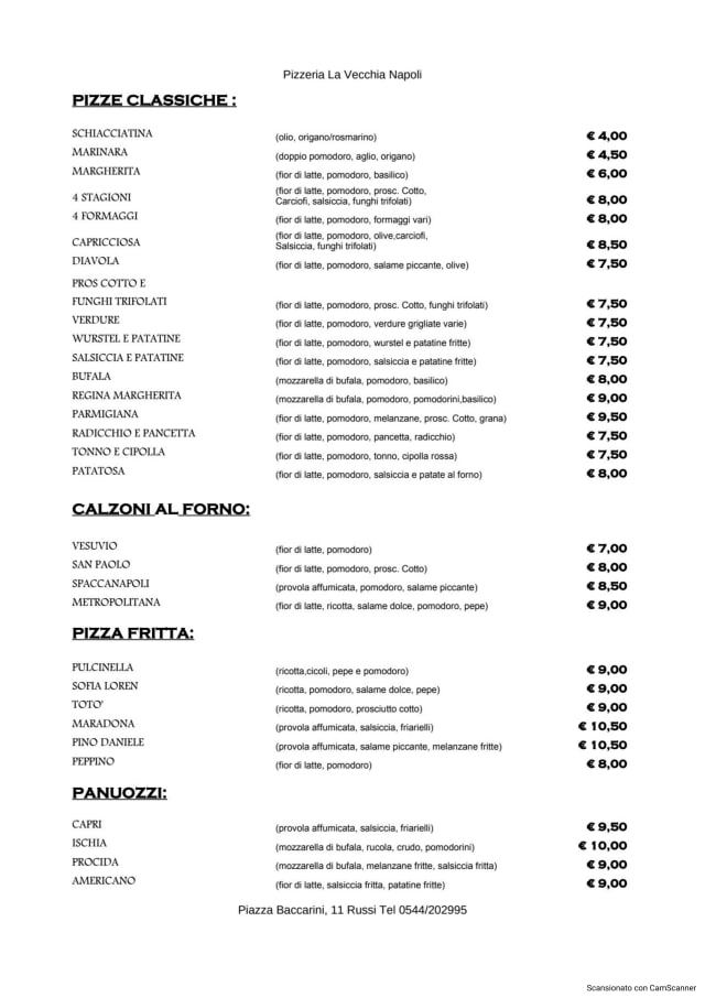 Meny 2025 - La Vecchia Napoli i Russi | TheFork