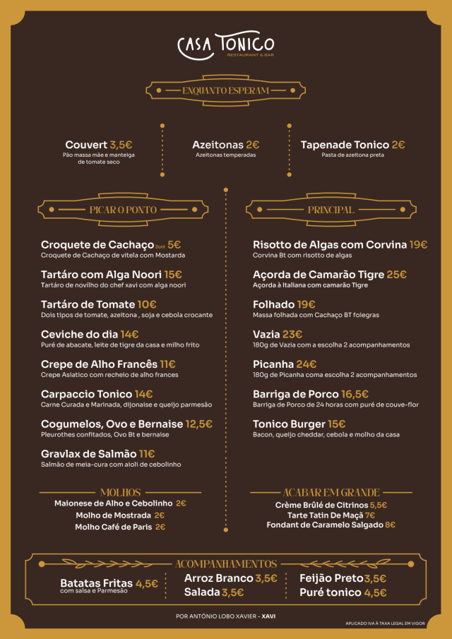 Menus 2025 - Casa Tonico in Porto | TheFork