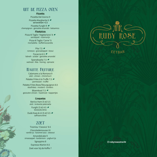 Ruby Rose in Utrecht - Menu, openingstijden, prijzen, adres van ...
