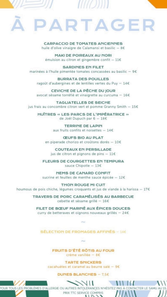 Carte et Menus 2025 - L'AUBERGE DU BASSIN à Lège-Cap-Ferret | TheFork