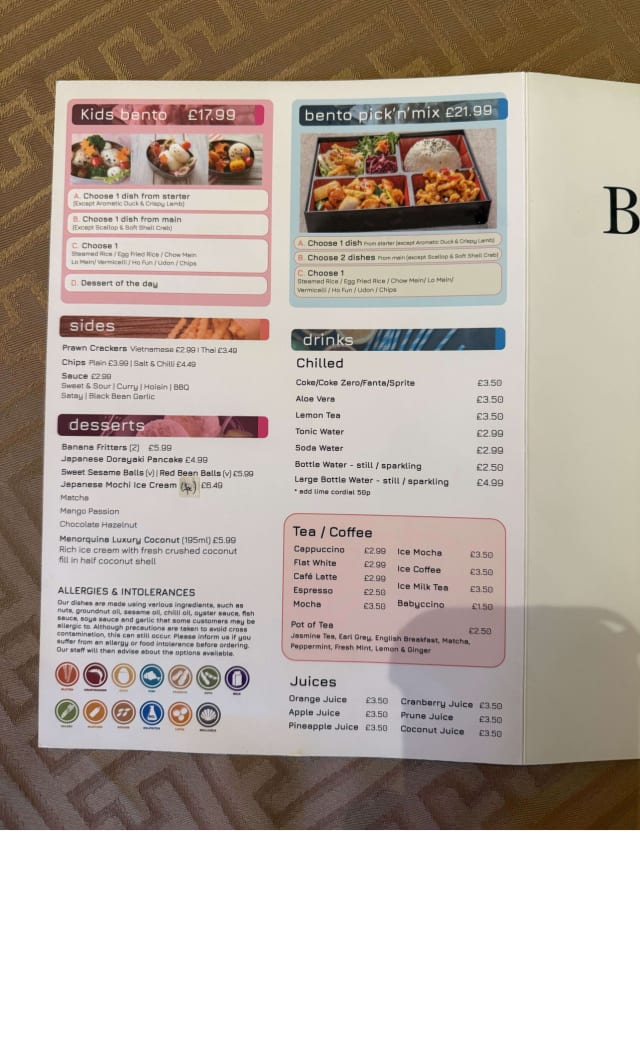 Menu 2025 - Bento Chinese Restaurant in Hornchurch | TheFork