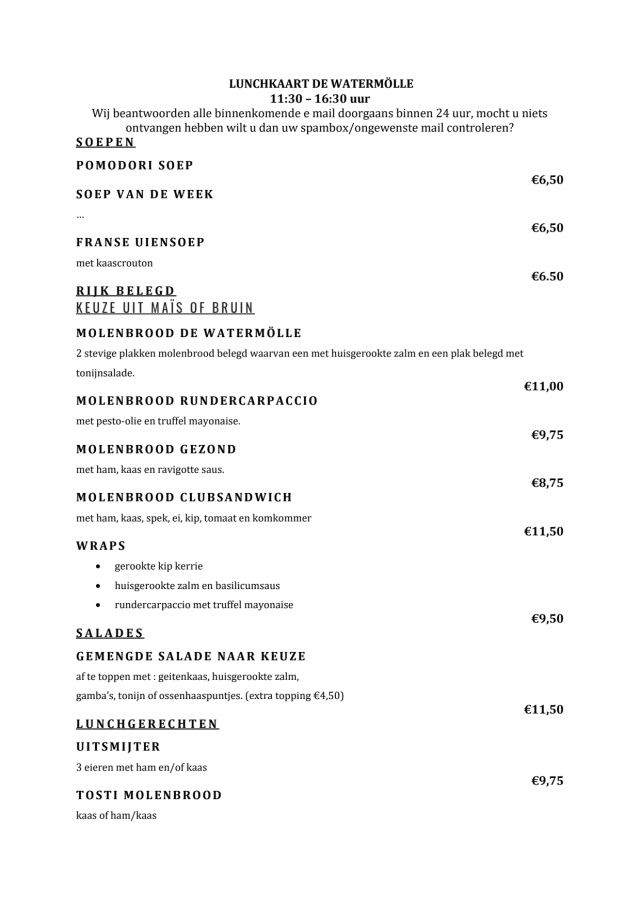 De Watermölle in Haaksbergen - Menu, openingstijden, prijzen, adres van ...