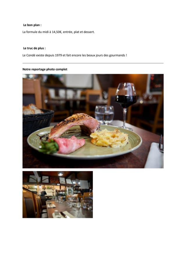 Carte et Menus 2025 - Le Condé à Lyon | TheFork