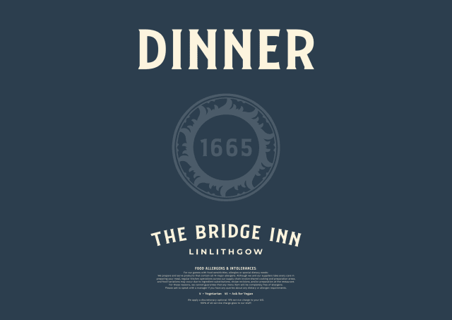 Menus 2025 - The Bridge Inn in Linlithgow Bridge, Bridge, Linlithgow ...