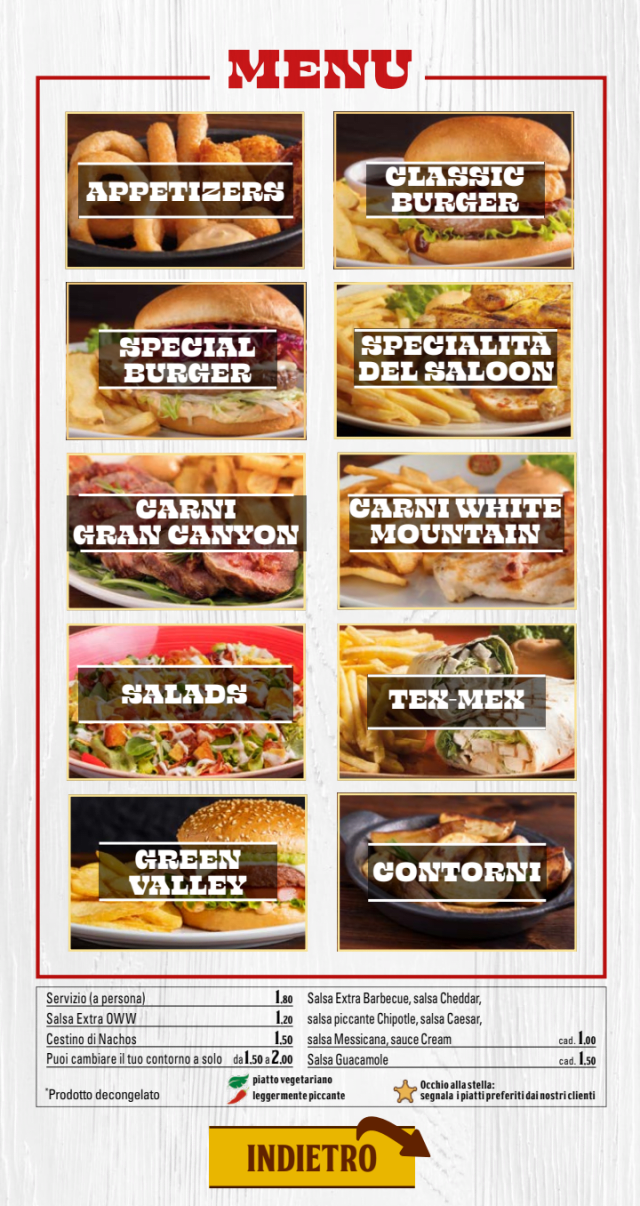Menù completo e carta 2025 - Old Wild West CC Aura a Roma | TheFork
