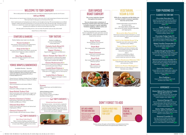 Menus 2025 - Toby Carvery - Runwell in Wickford | TheFork