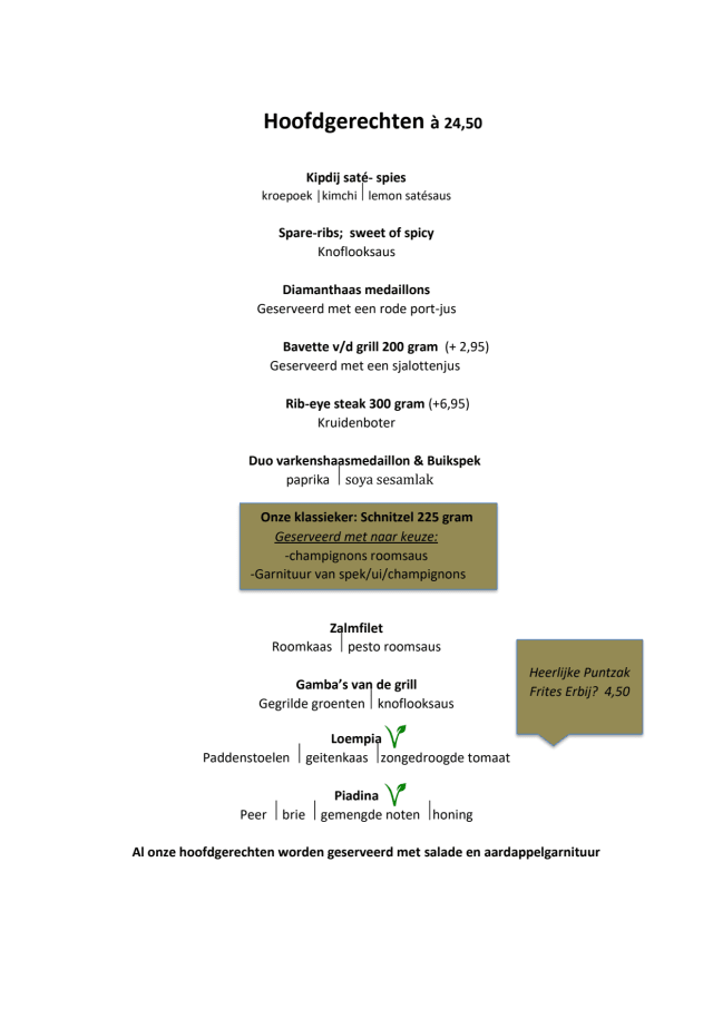 Menu 2025 - Restaurant Beneman in Vragender | TheFork