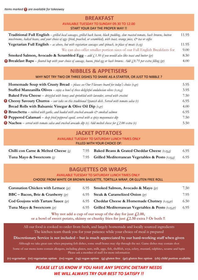 Menus 2025 - The Queen Elizabeth Inn in Pershore | TheFork