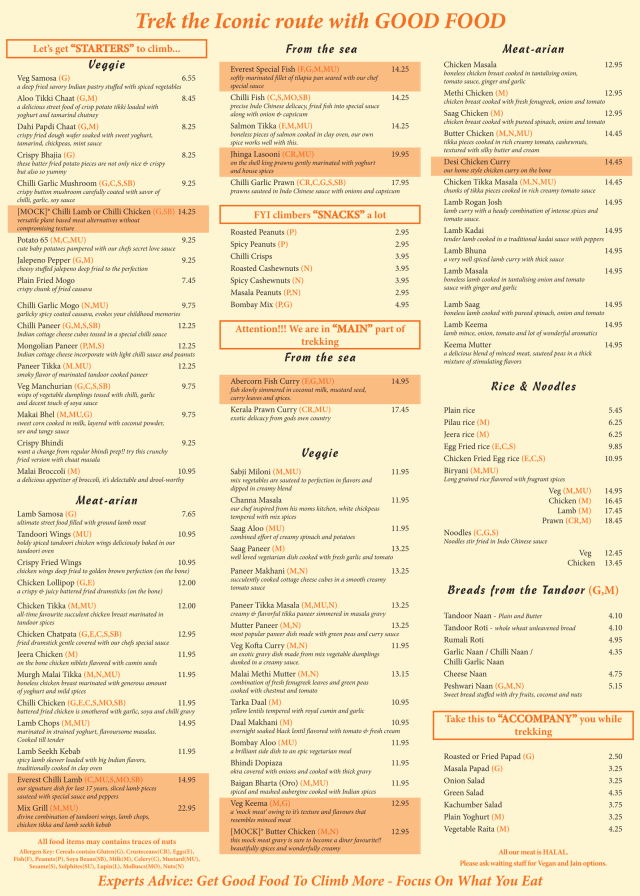 Menus 2025 - Everest Abercorn in Stanmore | TheFork