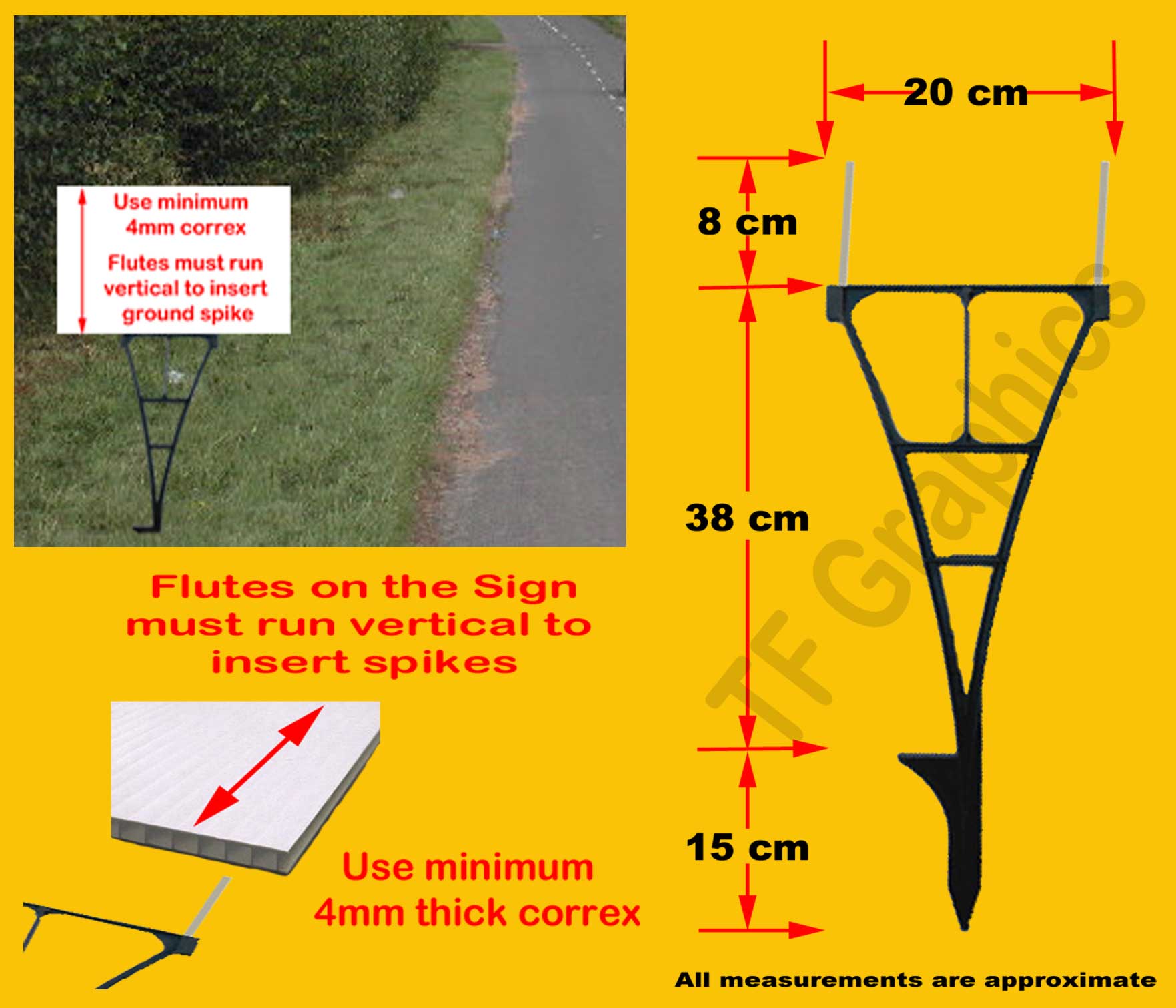 Correx Sign Ground Spike Easy Fit No Tools Required Sign Holder Signage ...