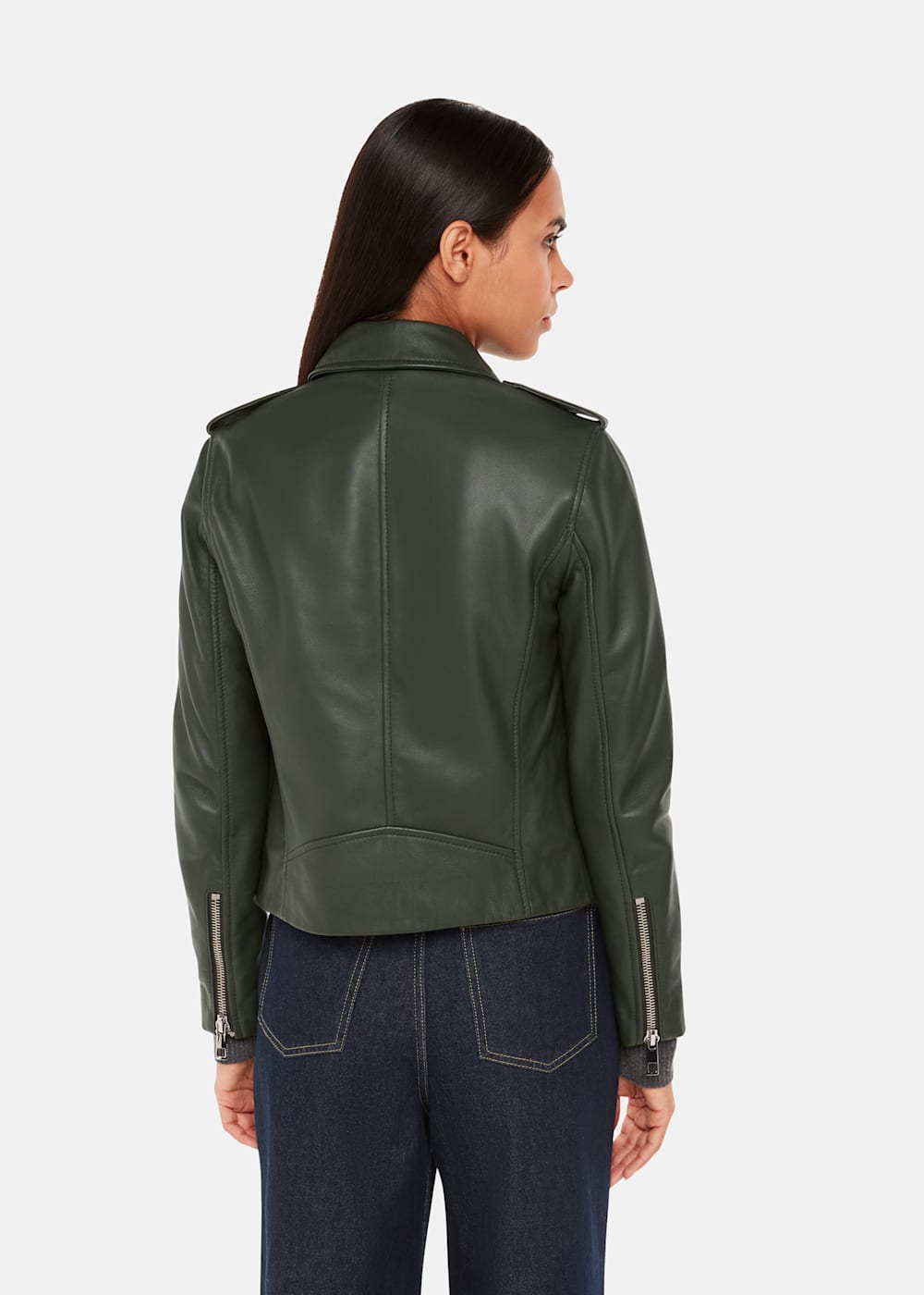 Dark Green Sheepskin Leather Biker Jacket | Whistles Dark Green Sheepskin Leather Biker Jacket | Whistles