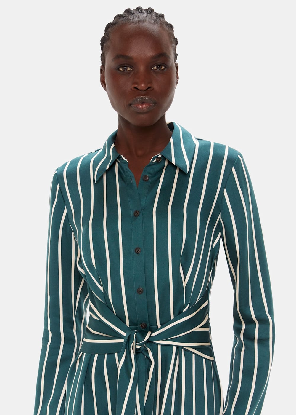 Green/Multi Alex Stripe Shirt Dress | WHISTLES | Whistles US | Green/Multi Alex Stripe Shirt Dress | WHISTLES | Whistles US |