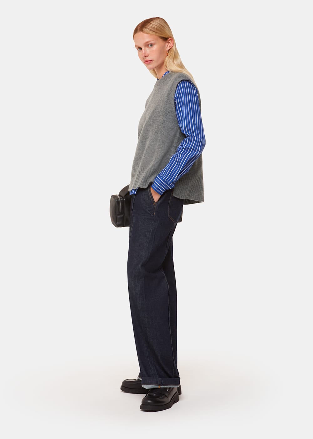 Women's Gray Wool Sleeveless Sweater Vest | Whistles US | Women's Gray Wool Sleeveless Sweater Vest | Whistles US |