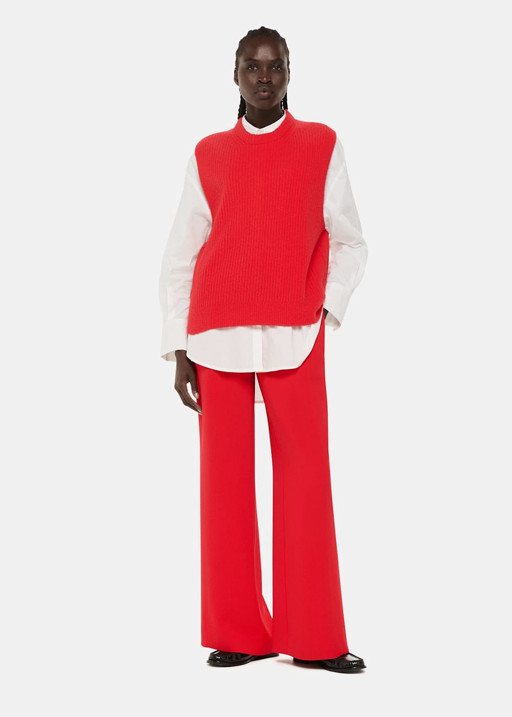 Women's Red Textured Rib Sweater Vest | Whistles US | Women's Red Textured Rib Sweater Vest | Whistles US |