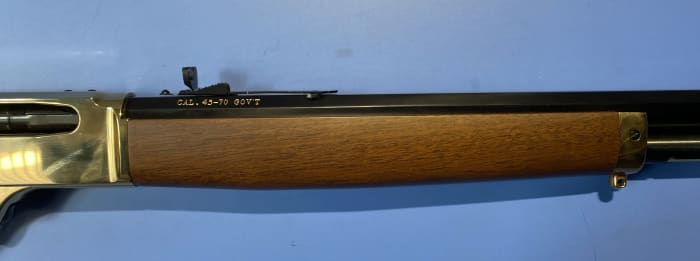 Henry Lever Action 45-70 Brass Octagon Barrel With Large Loop