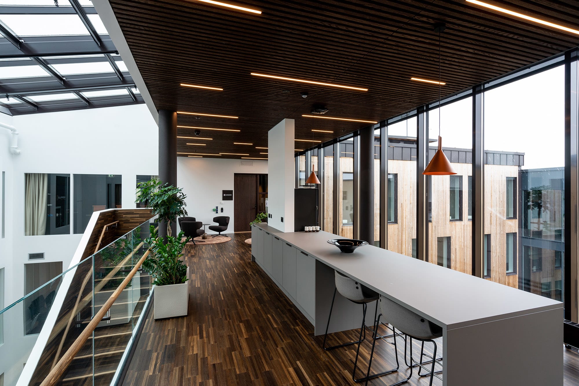 Wood Slat Ceiling Linear Lighting | Shelly Lighting