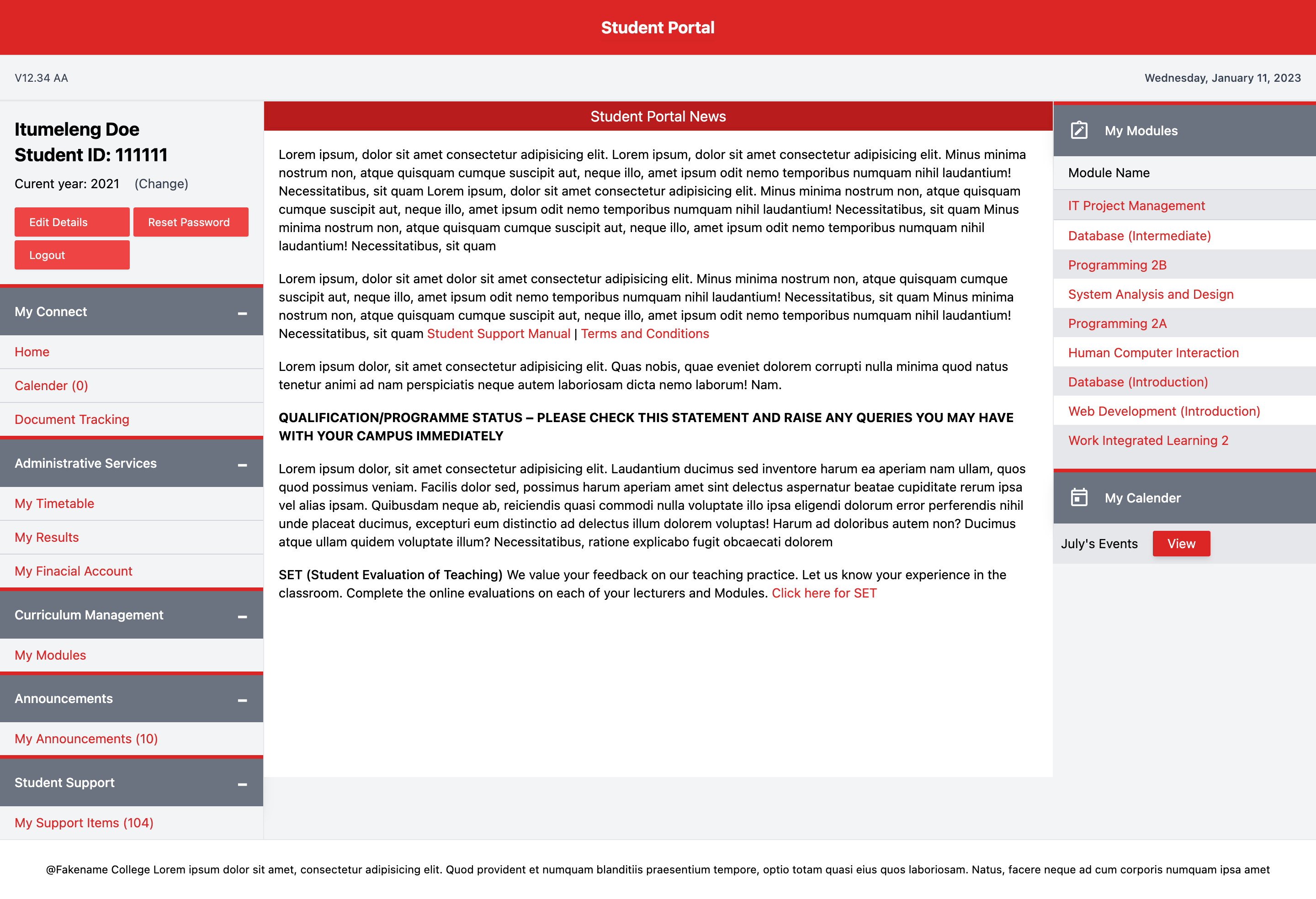 GitHub - Thiomark/student-portal: As part of a curriculum project, I ...