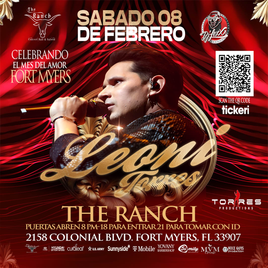 LEONI TORRES EN CONCIERTO ! Tickets Boletos at The Ranch | Fort Myers ...