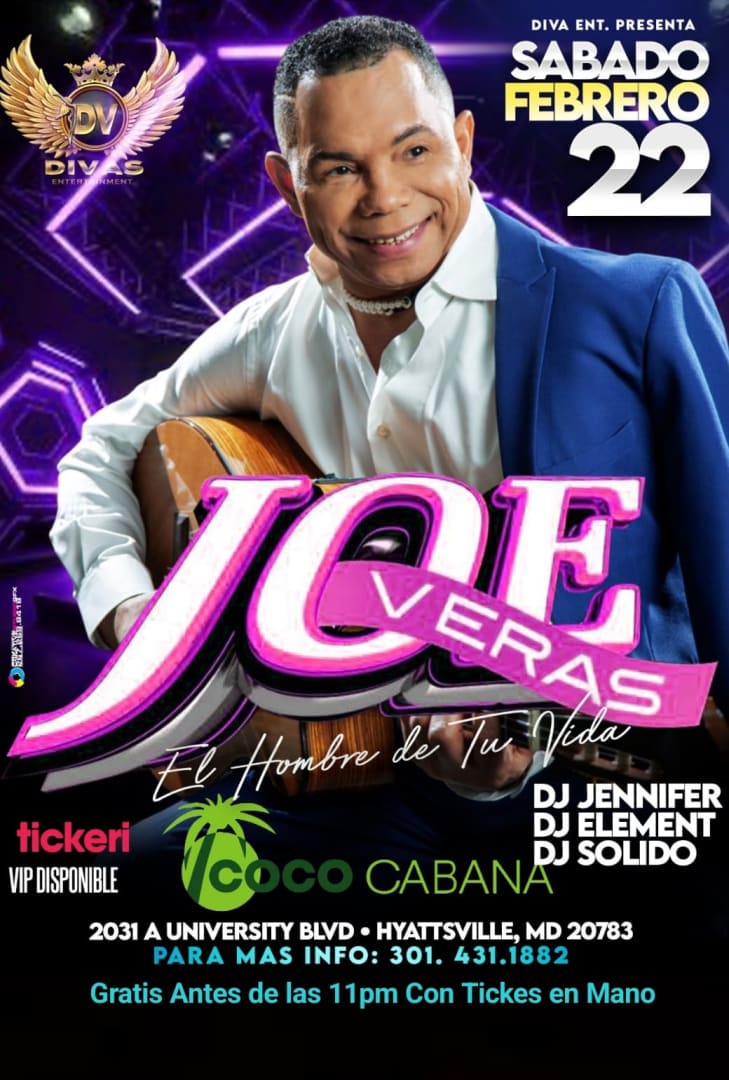 JOE VERAS en Maryland POSTPONED Tickets | Boletos - Coco Cabana ...