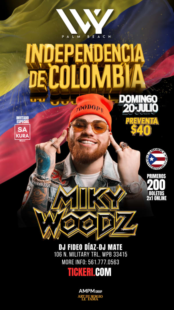 MIKY WOODZ EN IVY PALM BEACH, INDEPENDENCIA DE COLOMBIA! in West Palm Beach - Tickets 2025-07-20 ...