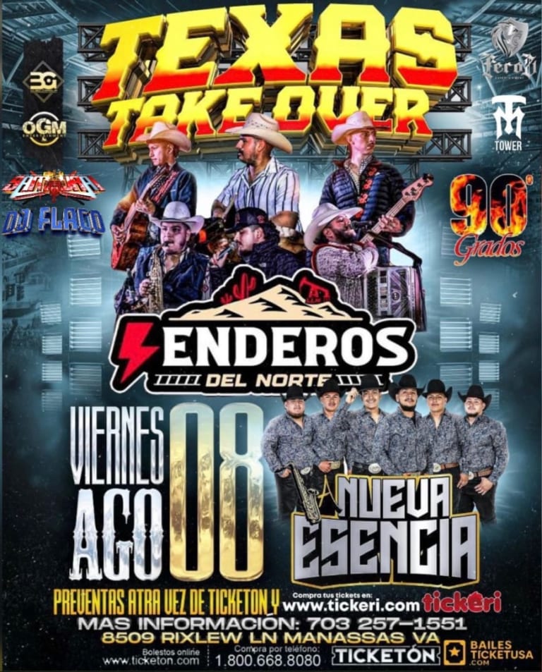 Texas takeover Tickets | Boletos - 90 Grados Restaurant, Manassas ...