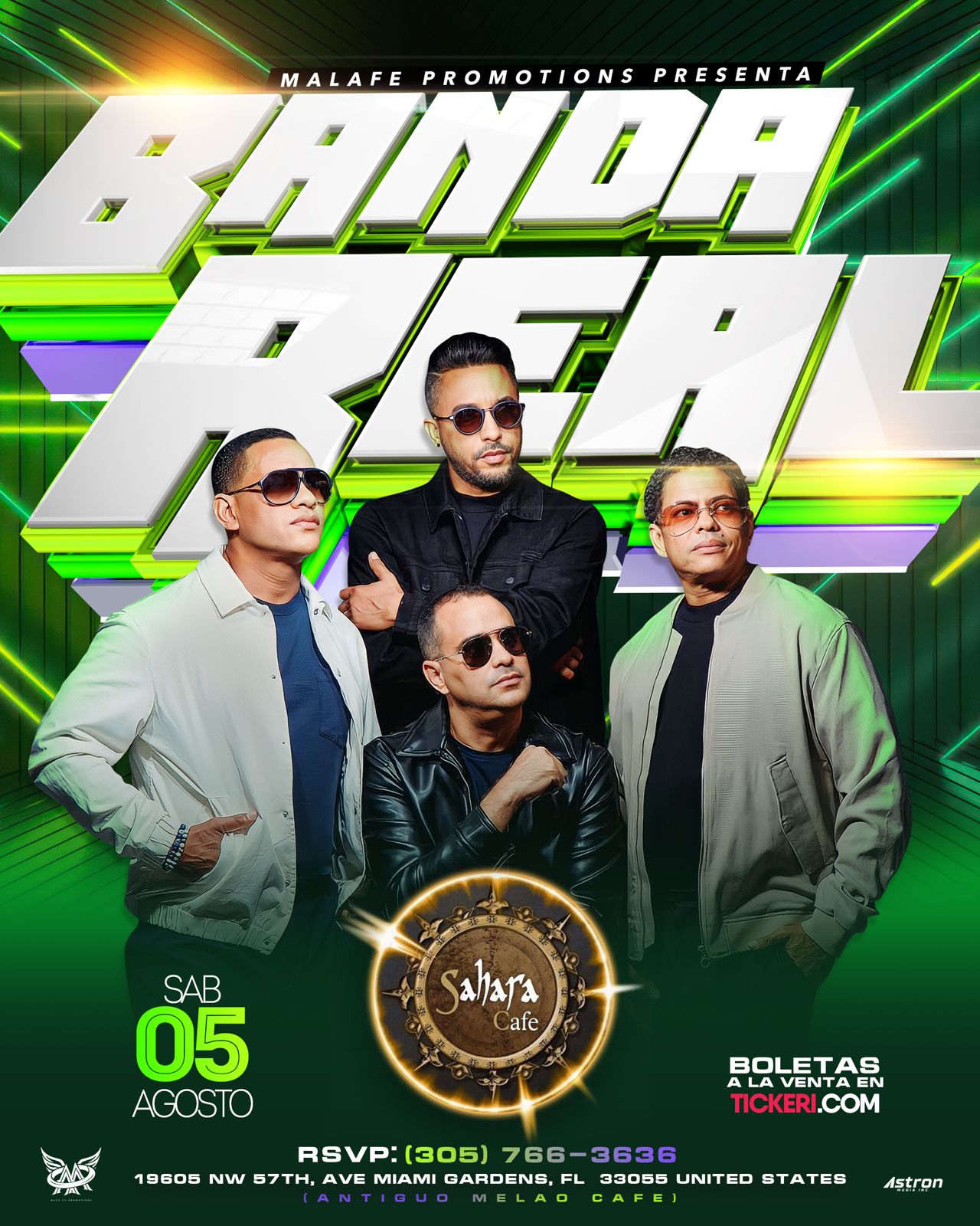 BANDA REAL EN VIVO Tickets | Boletos - Sahara Cafe Miami, Miami Gardens ...