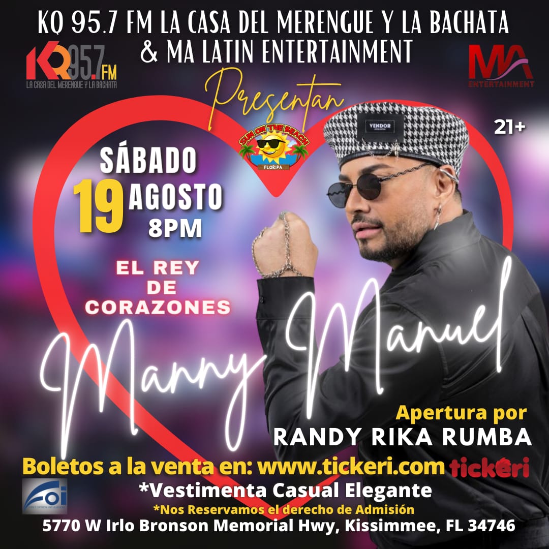 "EL REY DE CORAZONES" MANNY MANUEL EN CONCIERTO Tickets | Boletos - Sun ...