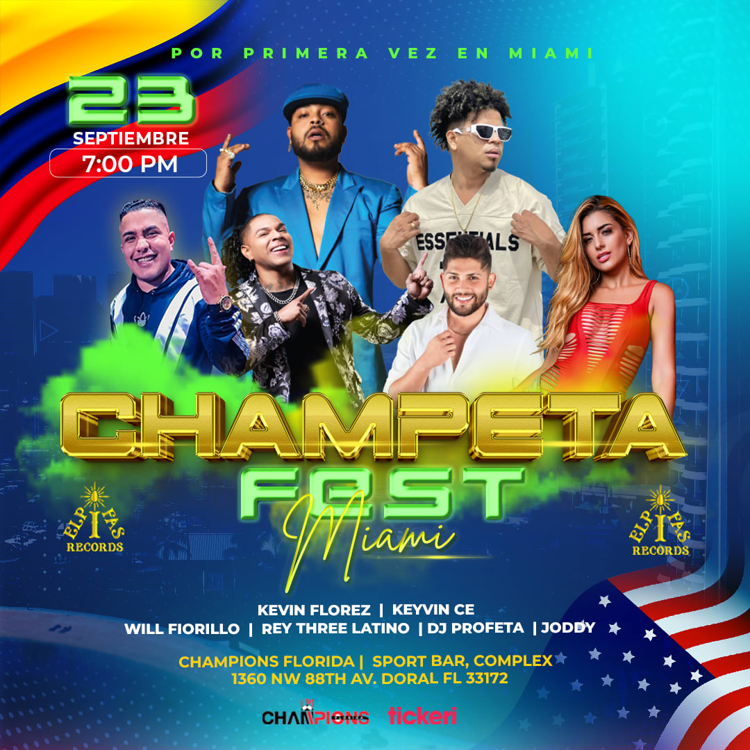 Champeta Fest Miami in Doral - Tickets 2023-09-23 | Champions Florida ...
