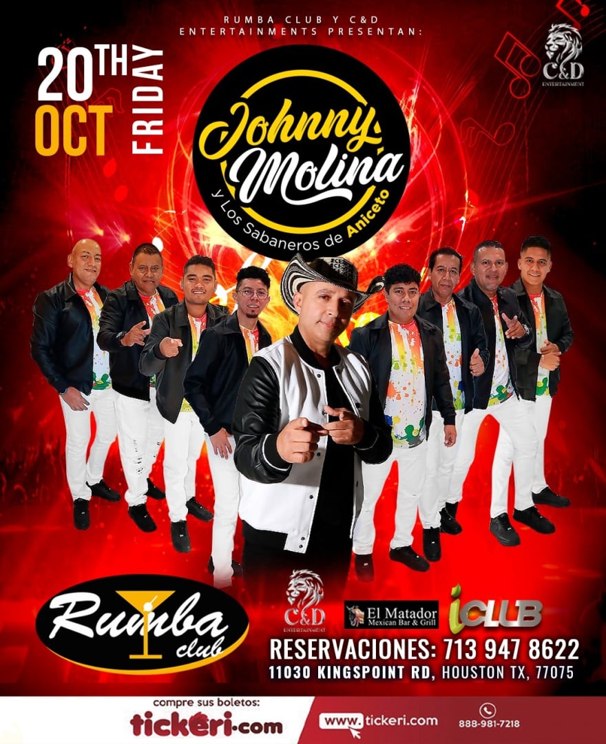 JOHNNY MOLINA EN CONCIERTO ! Tickets | Boletos - Club Rumba, Houston ...