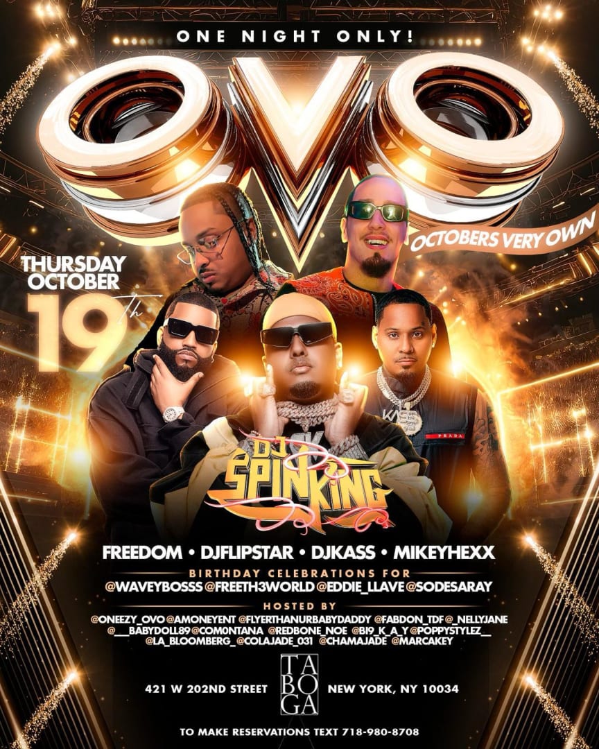 October's Very Own One Night Only DJ Spinking Live At Taboga Tickets ...