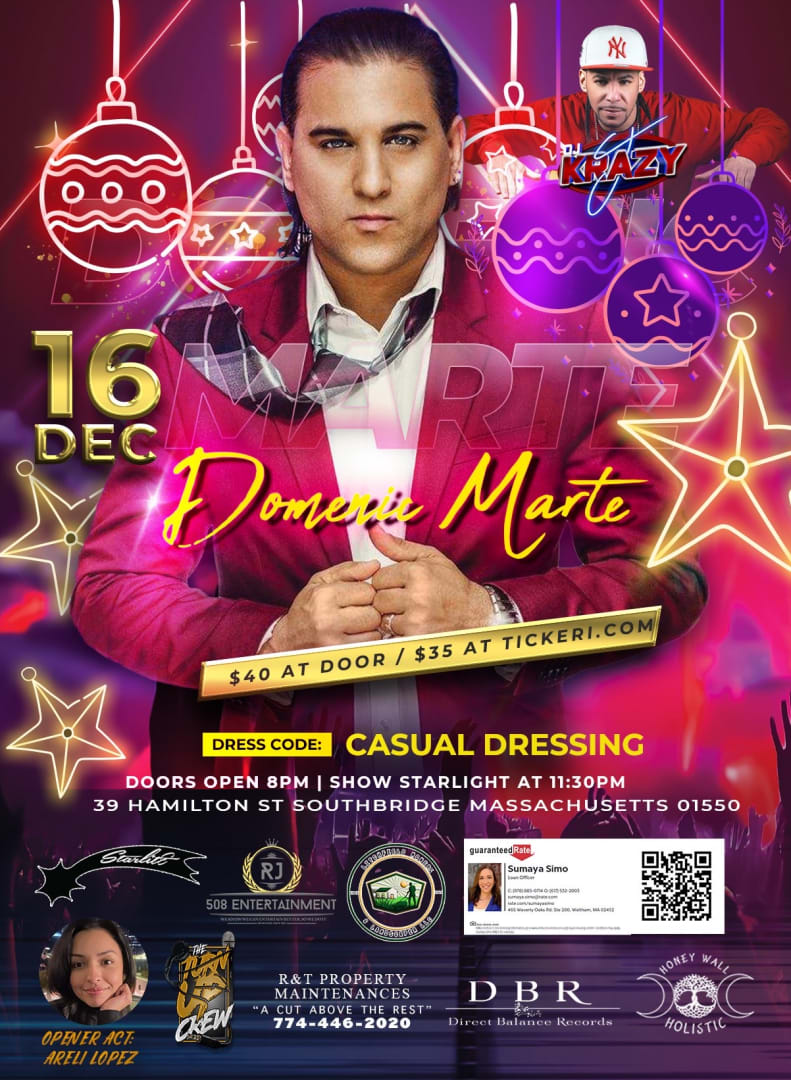 Domenic Marte Concert Tickets Boletos at Starlite | Southbridge ...