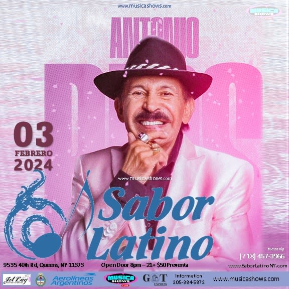 ANTONIO RIOS EN CONCIERTO ! Tickets Boletos at Sabor Latino | Queens ...