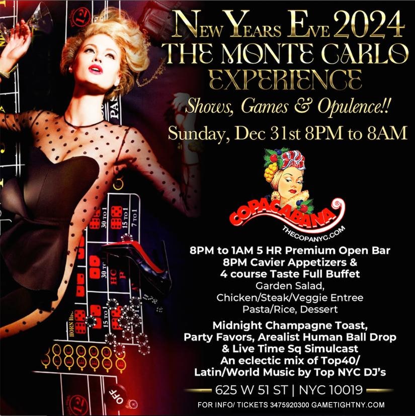 Copacabana NYC New Year's Eve Monte Carlo party Experience 2024 Tickets ...