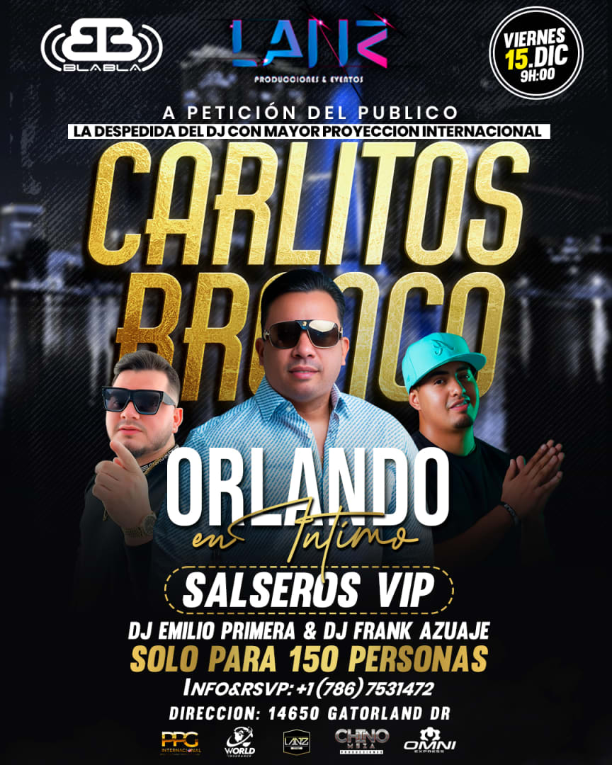 CARLITOS BRONCO DESPEDIDA EN ORLANDO in Orlando - Tickets 2023-12-15 ...