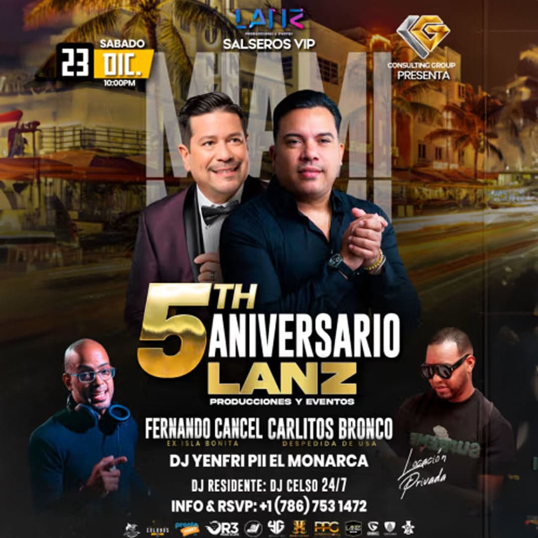 FERNANDO CANCEL Y CARLITOS BRONCO EN MIAMI ANIVERSARIO DE LANZ ...