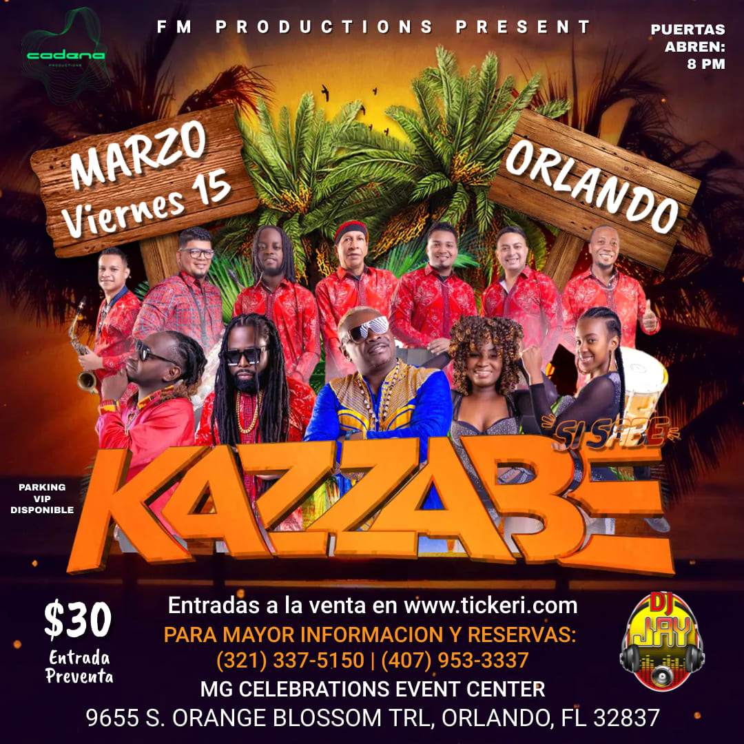 KAZZABE EN ORLANDO Tickets | Boletos - MG Celebrations Event Center ...