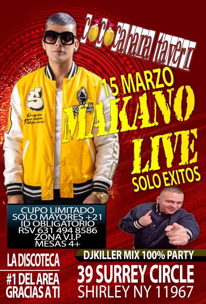 Makano en Coco Cabana Tavern de Long Island, NY Tickets | Boletos ...