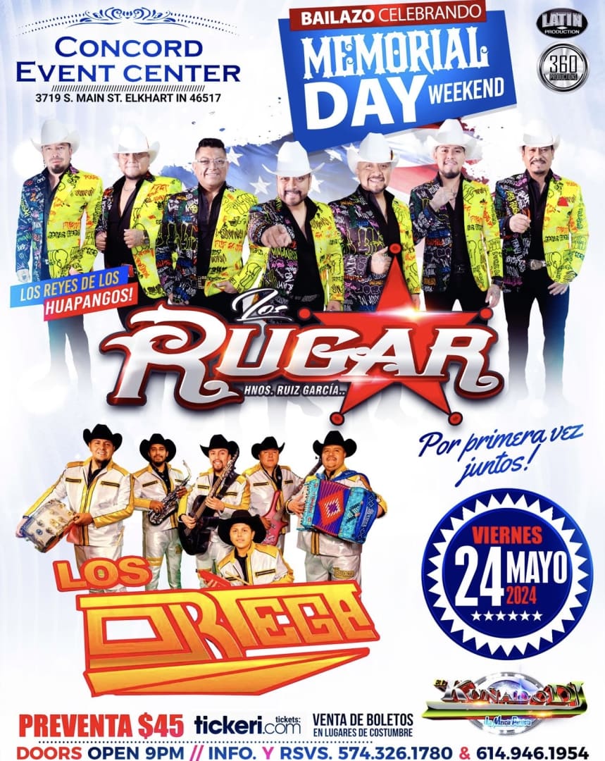 Los Rugar, Los Ortega Tickets | Boletos - Concord Event Center, Elkhart ...
