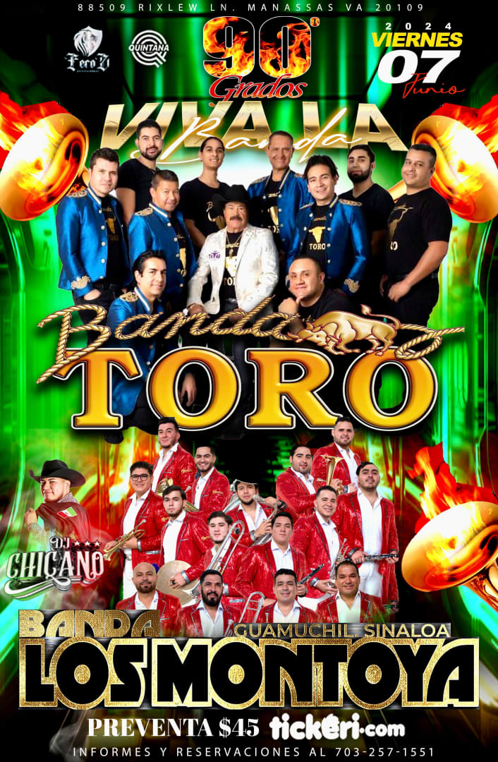 BANDA TORO & BANDA LOS MONTOYA in Manassas - Tickets 2024-06-07 | 90 ...