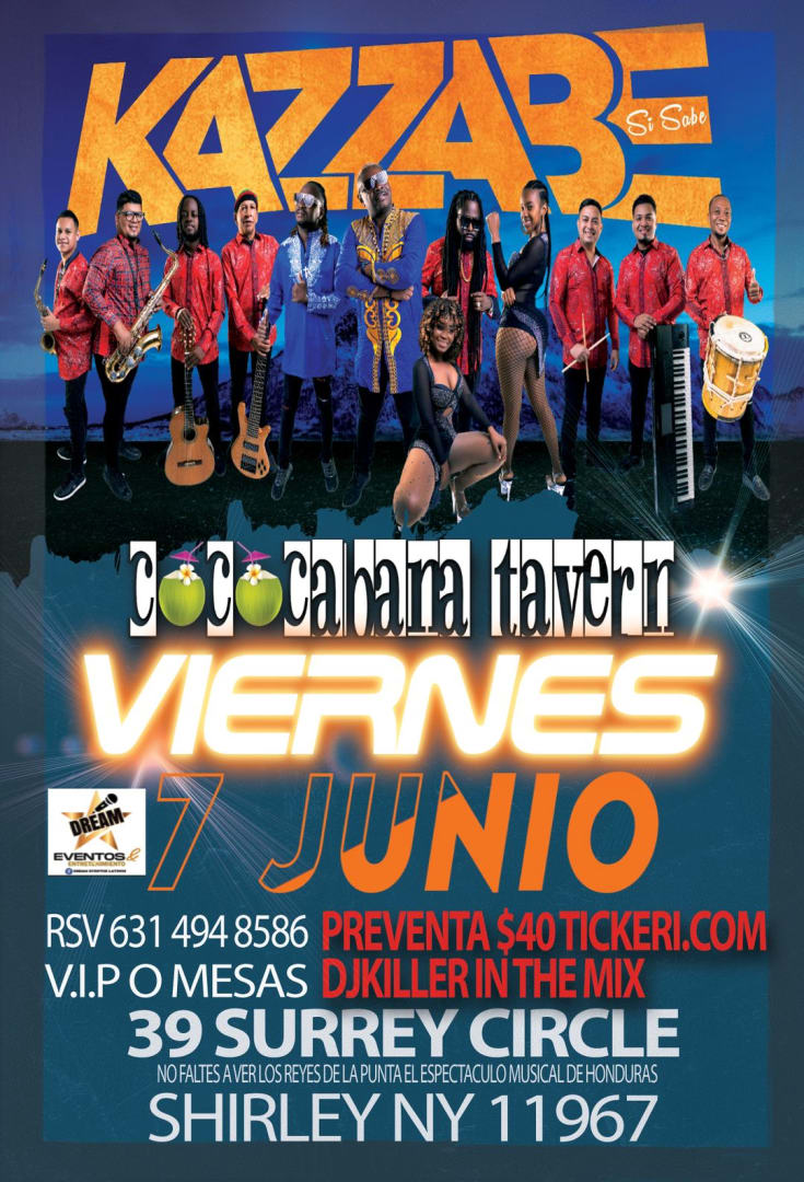KAZZABE Tickets | Boletos - Cococabana Tavern, Shirley | 2024-06-07 ...