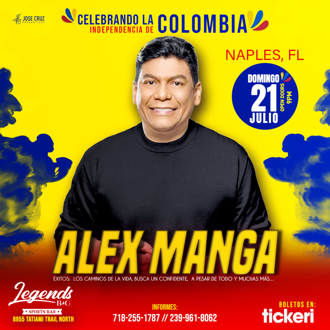 ALEX MANGA EN CONCIERTO ! Tickets | Boletos - Legends B&G Sports Bar ...