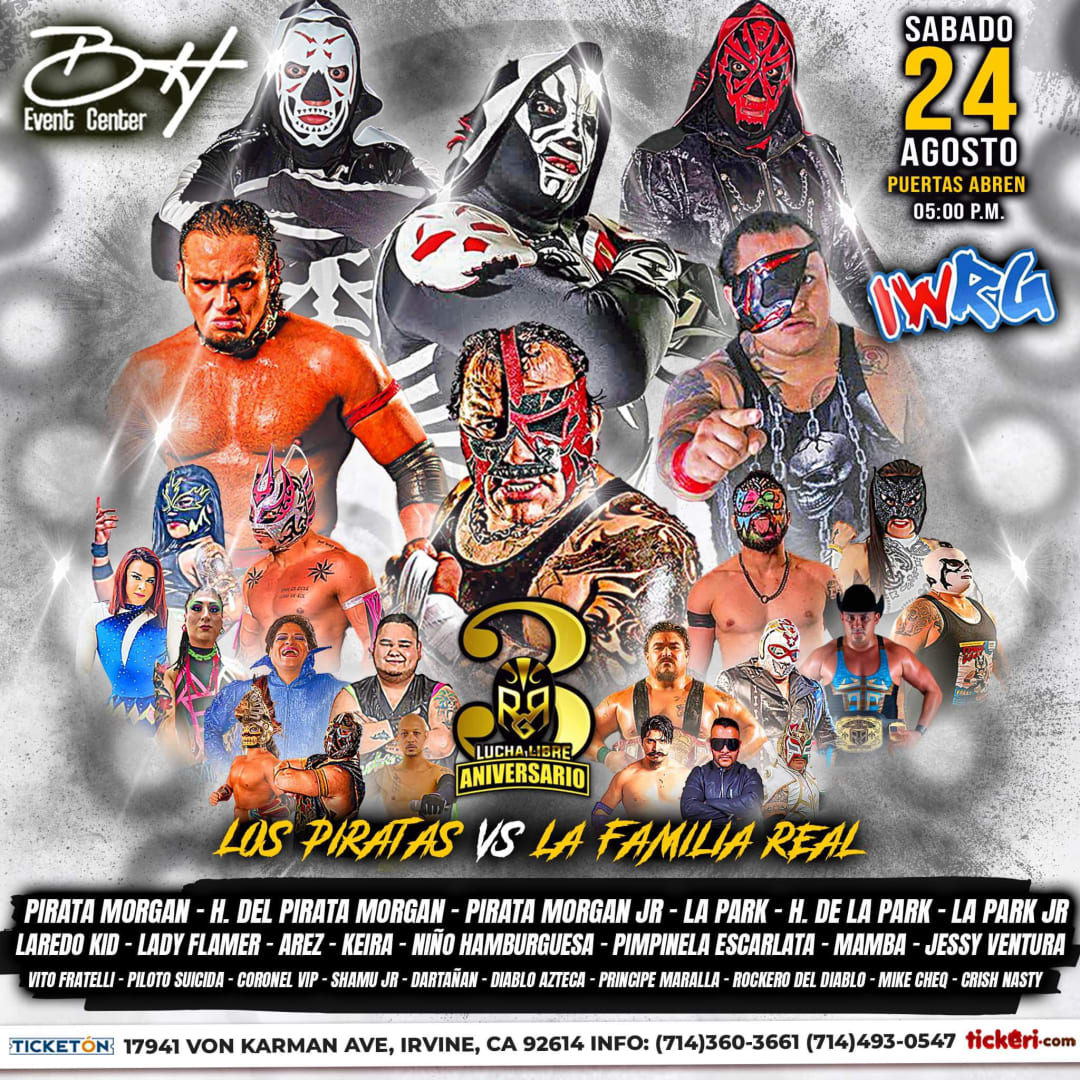 TERCER ANIVERSARIO RGR LUCHA LIBRE ! in Irvine - Tickets 2024-08-24 ...