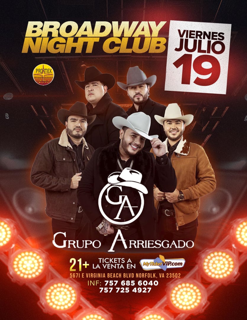 GRUPO ARRIESGADO in Norfolk - Tickets 2024-07-19 | Broadway Nightclub