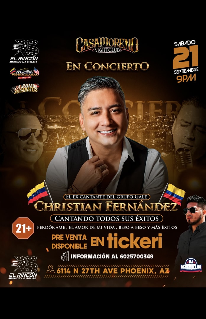 Christian Fernández Ex Cantante de Grupo Gale in Phoenix - Tickets 2024 ...