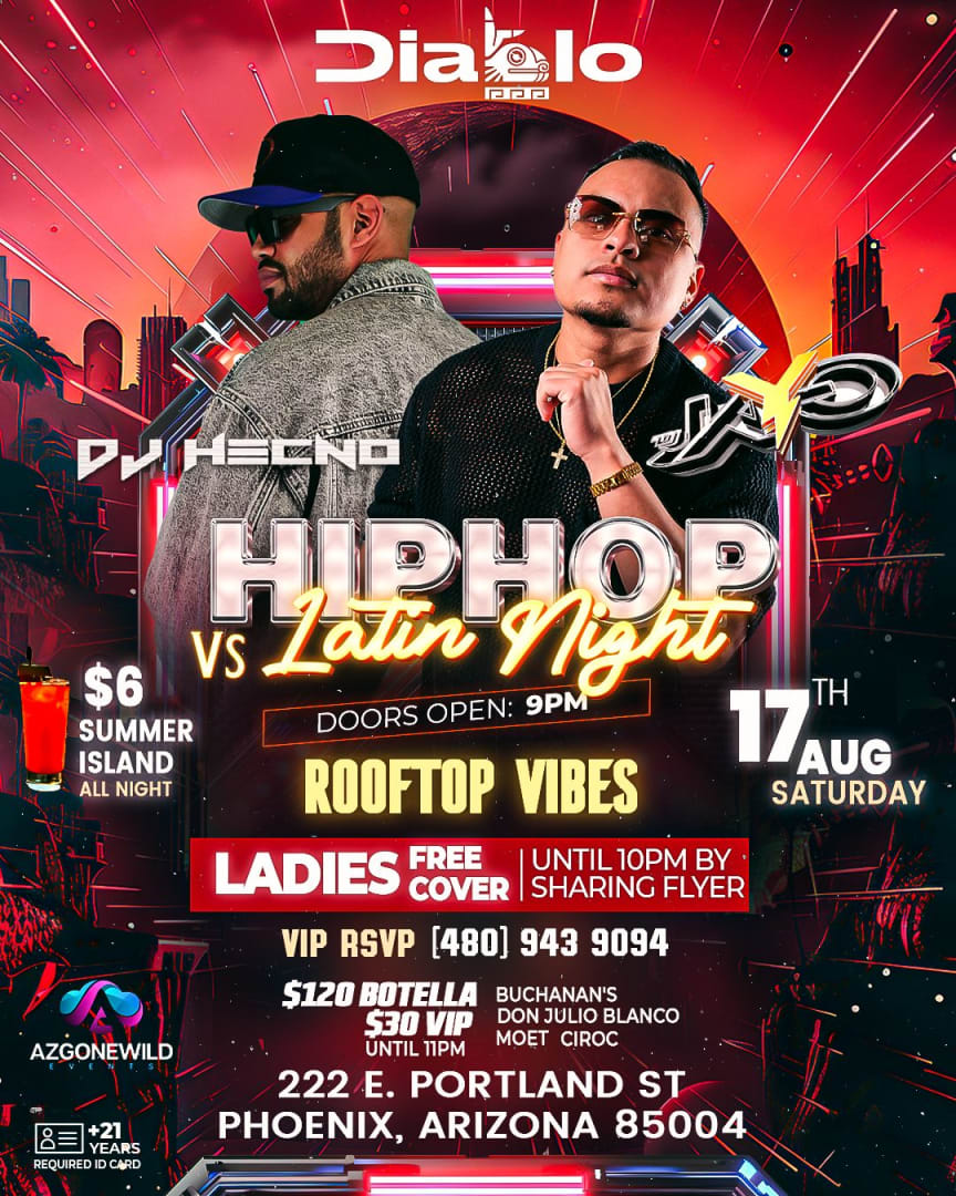 Hip Hop vs Latin Night en Diablo Rooftop Tickets | Boletos - Diablo ...